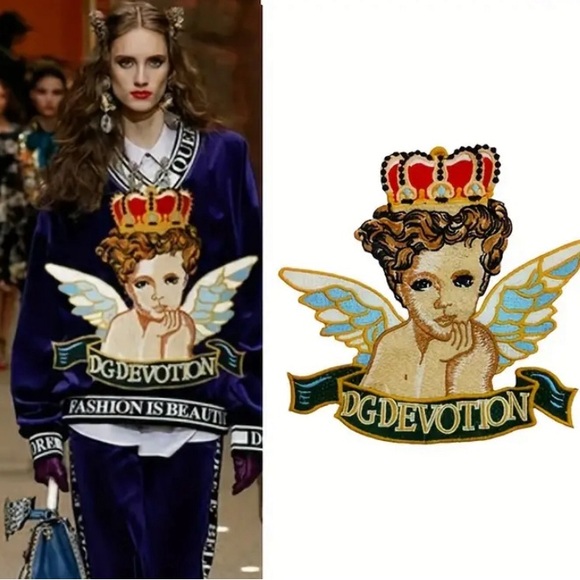 Accessories | Large Sew On Dolce Gabbana Style Patch Angel With Crown ...